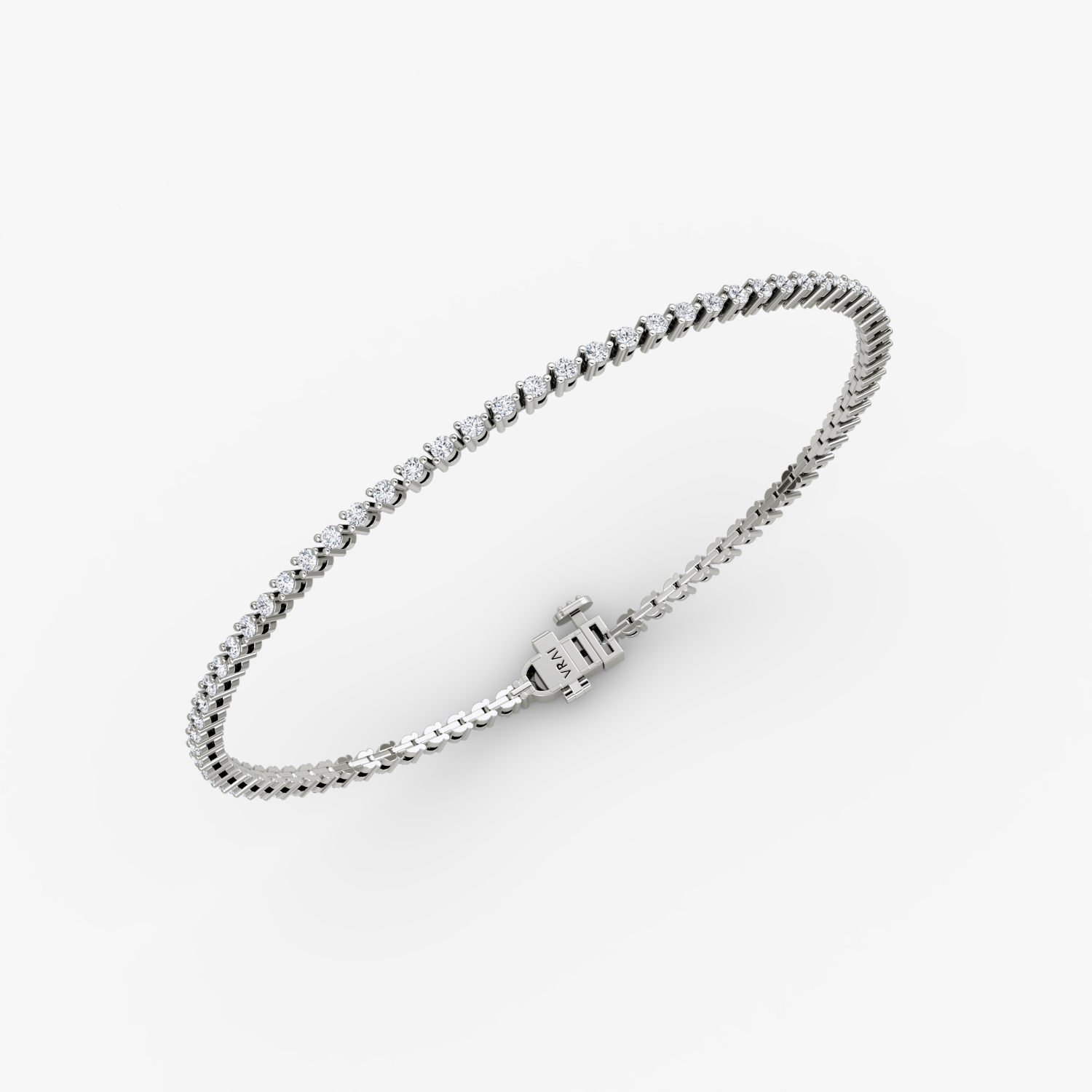 Tiny Tennis Bracelet in White Gold 6 Original VRAI Created Diamonds