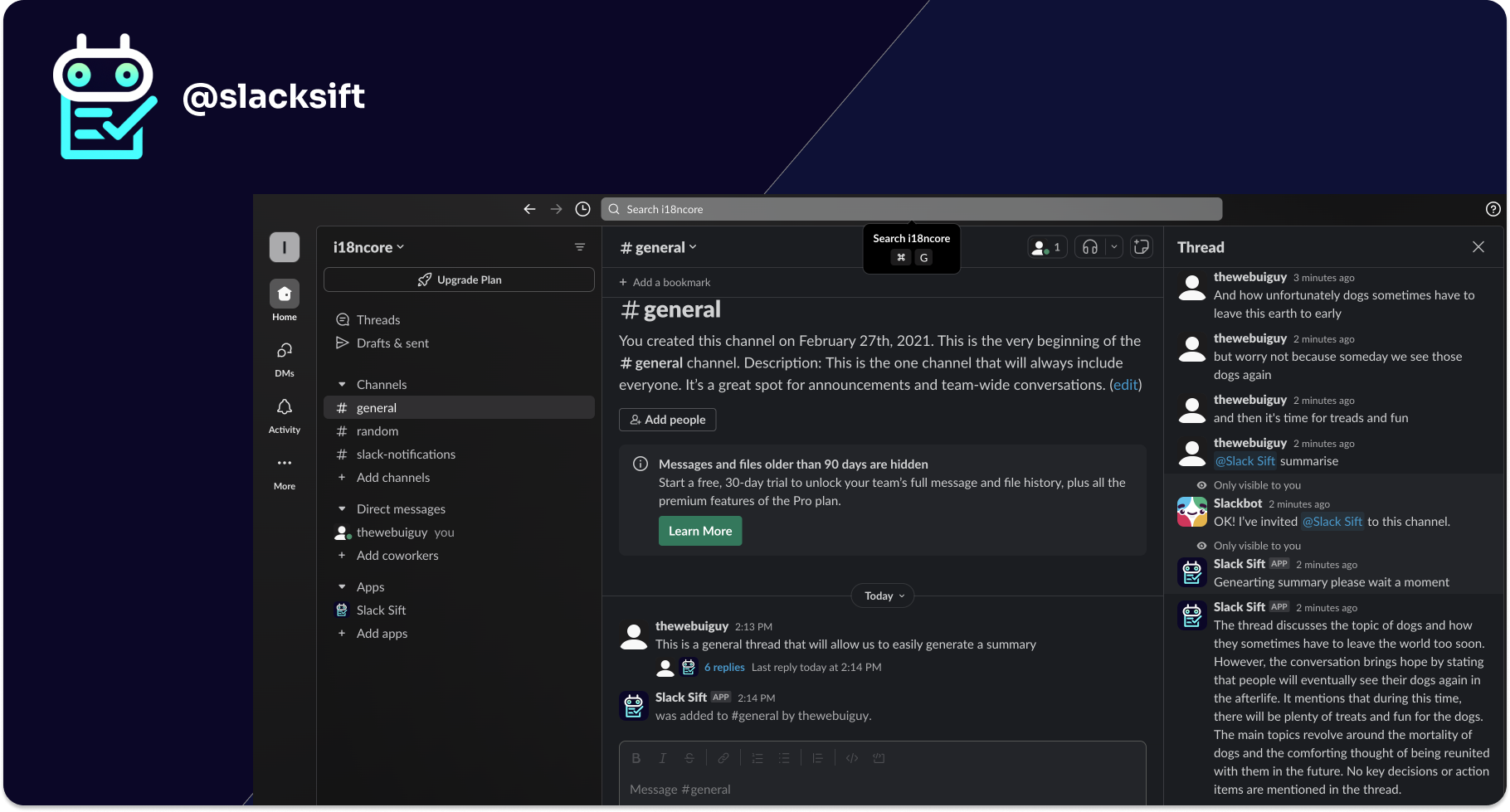Slacksift | Simplify your Slack thread experience
