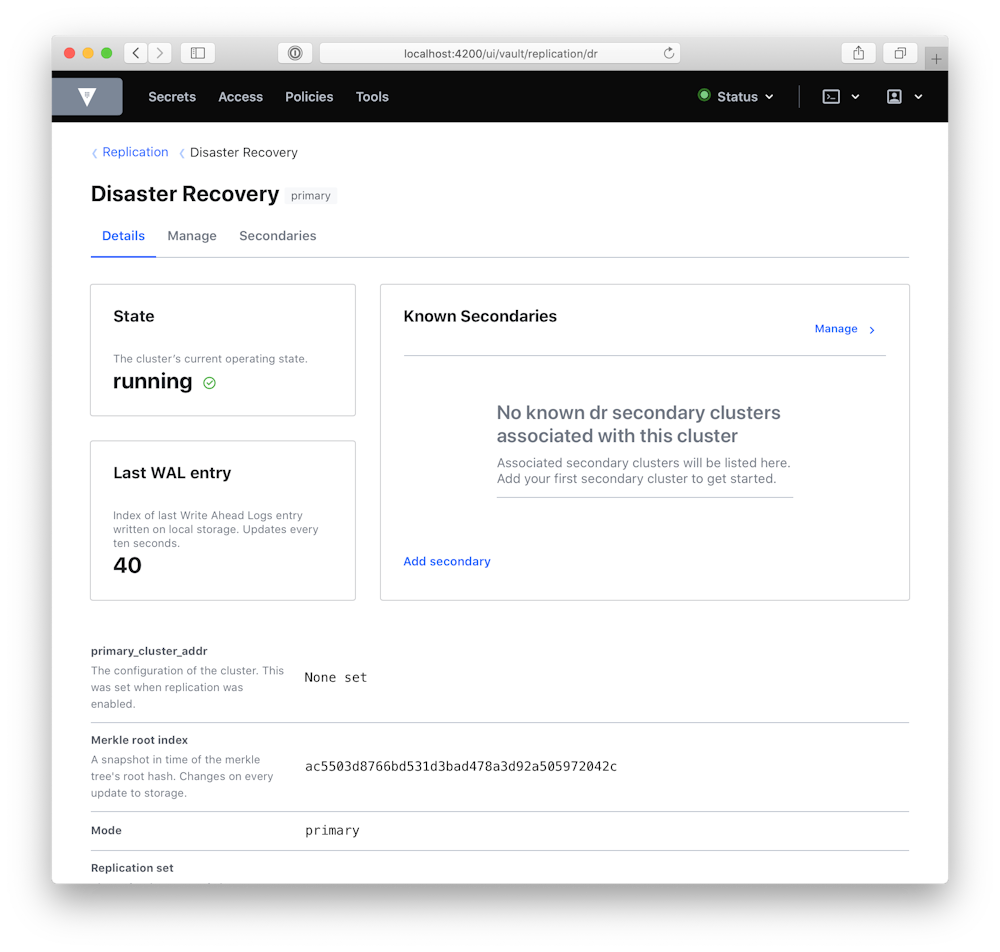 HashiCorp Vault Replication UI Redesign