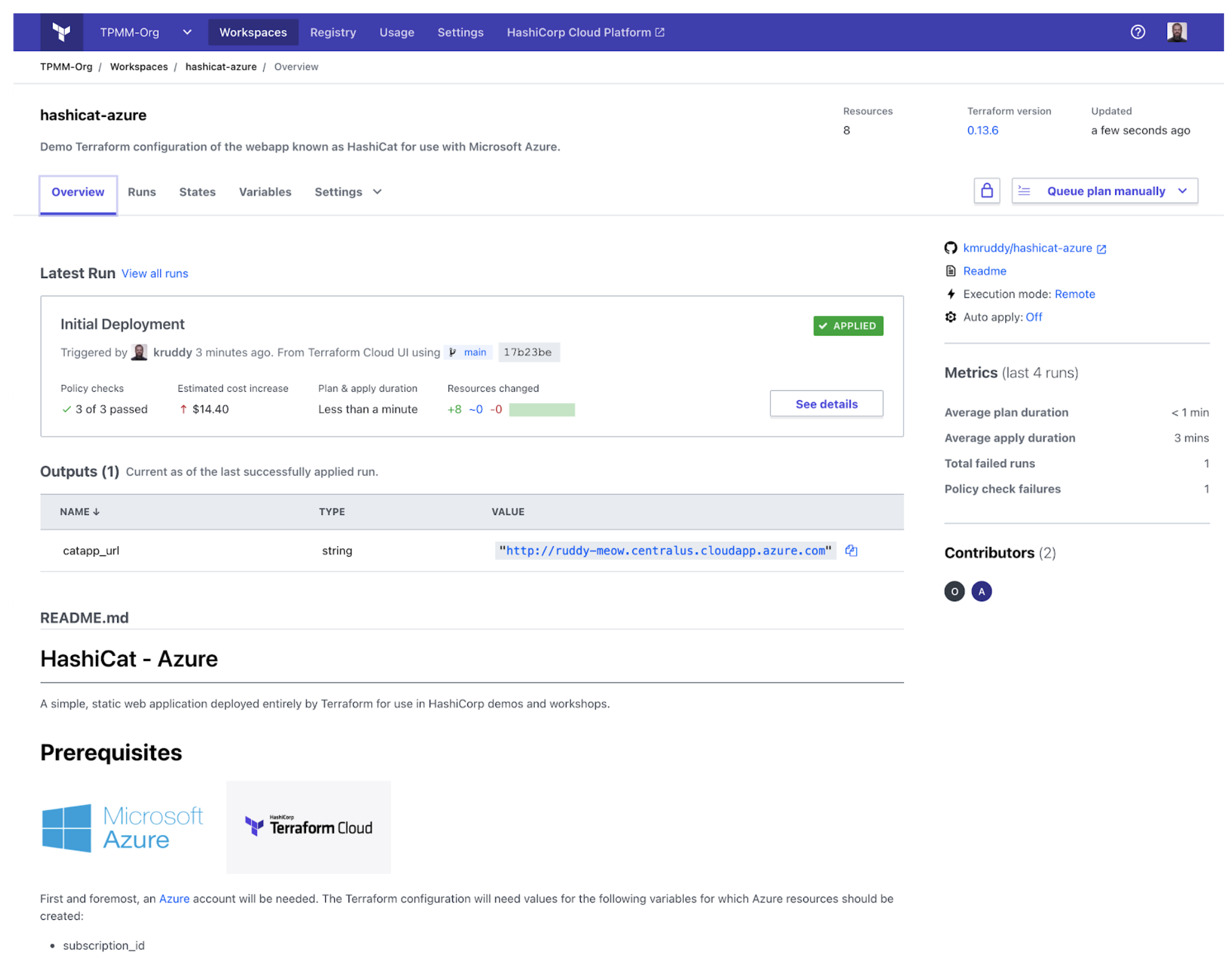 New Workspace Overview for Terraform Cloud
