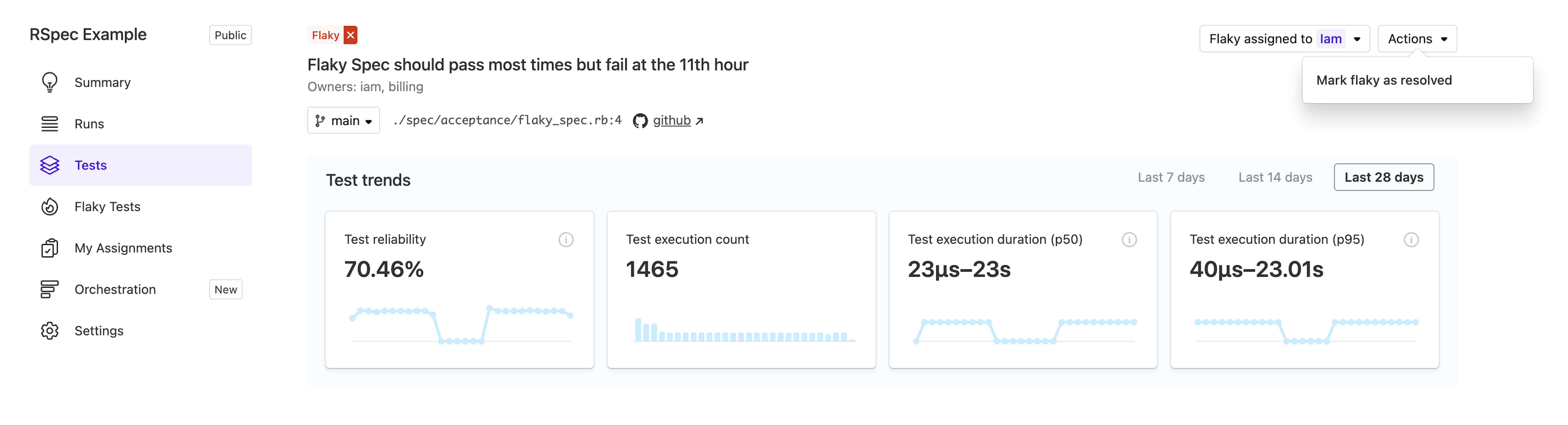 Test page header improvements | Buildkite