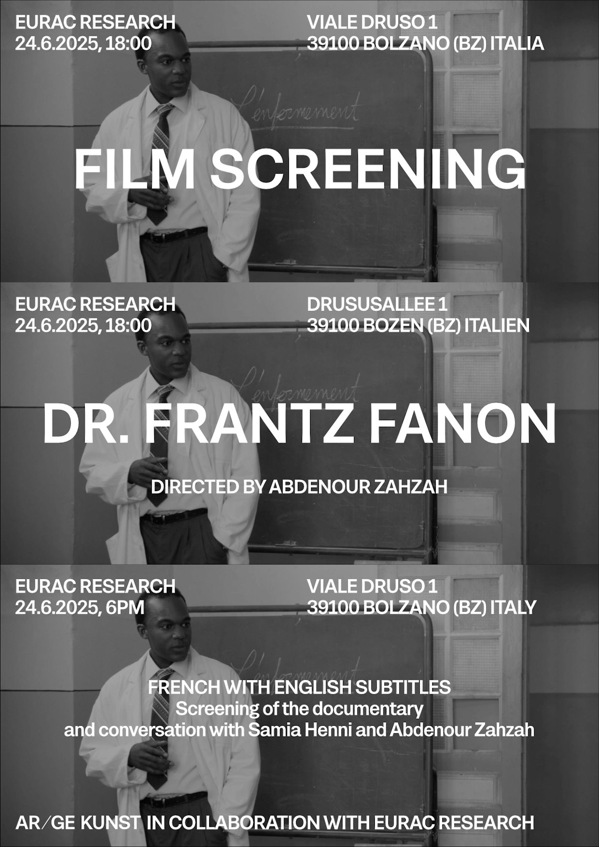 Film Screening "Dr. Frantz Fanon" - Eurac Research