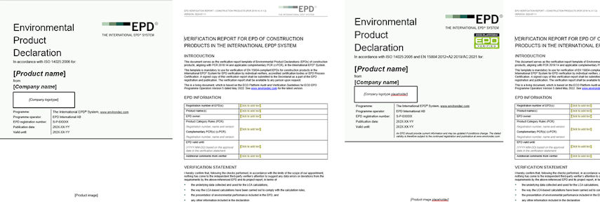 Updated templates | News - EPD International