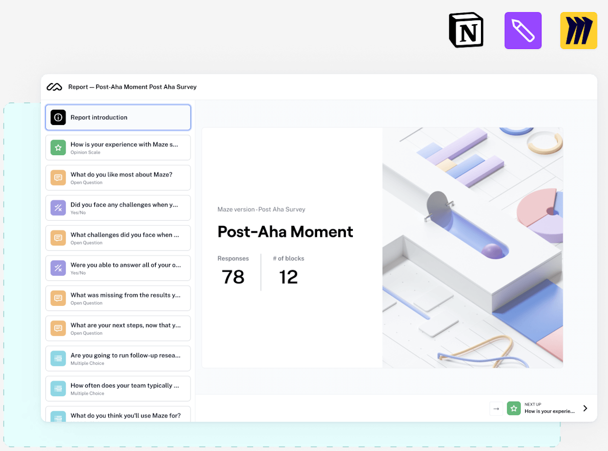 UX Reporting for Continuous Discovery | Maze Report