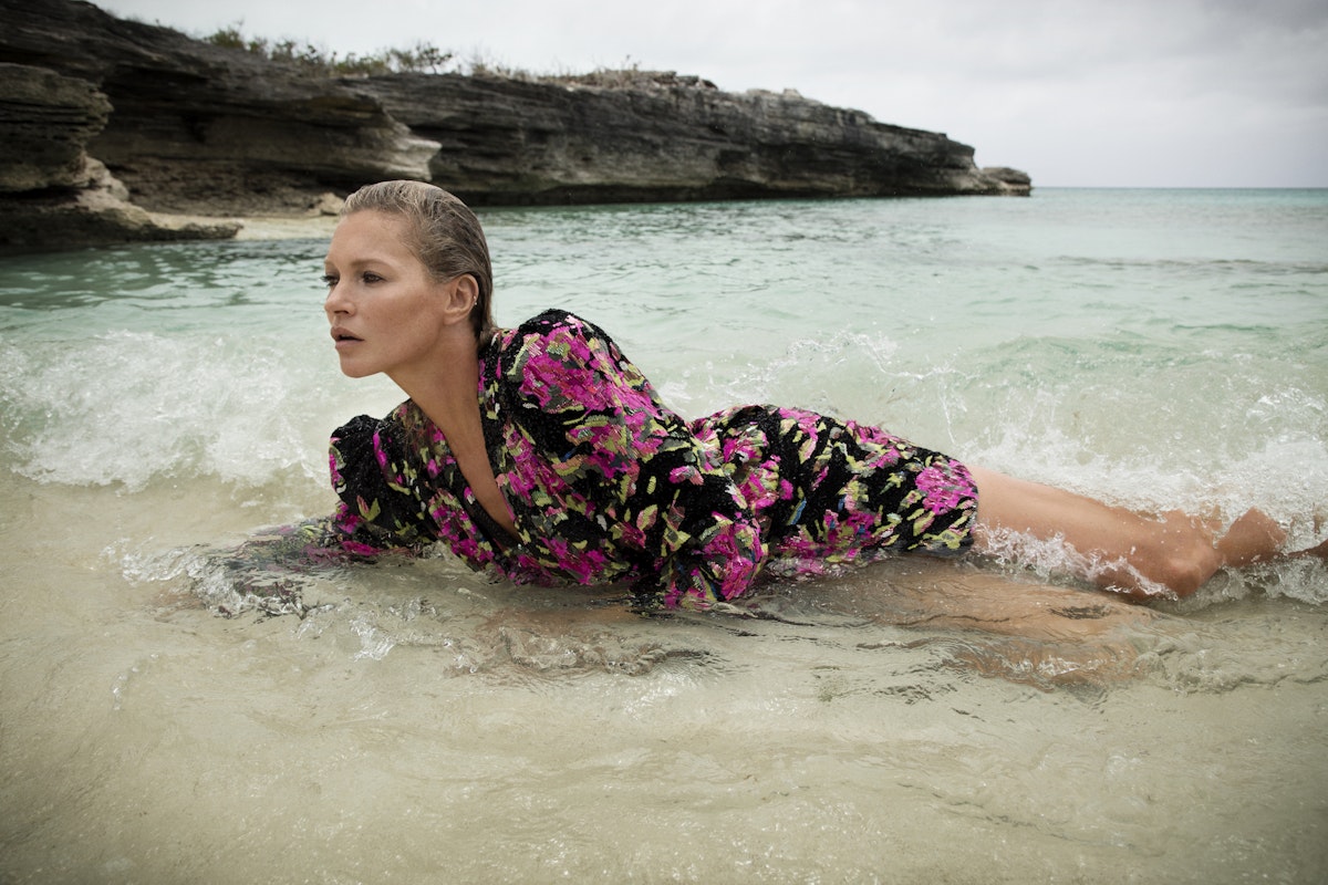 Kate Moss Goes Swimming Fully Dressed for Saint Laurent Fall 2018