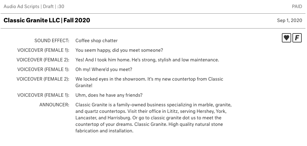 Tv Commercial Script