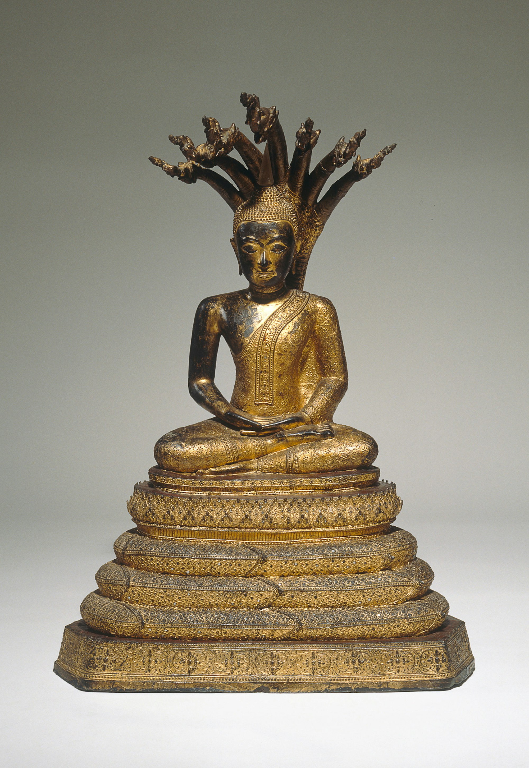 Buddha sheltered by the seven-headed serpent Muchalinda, early 1800s ...