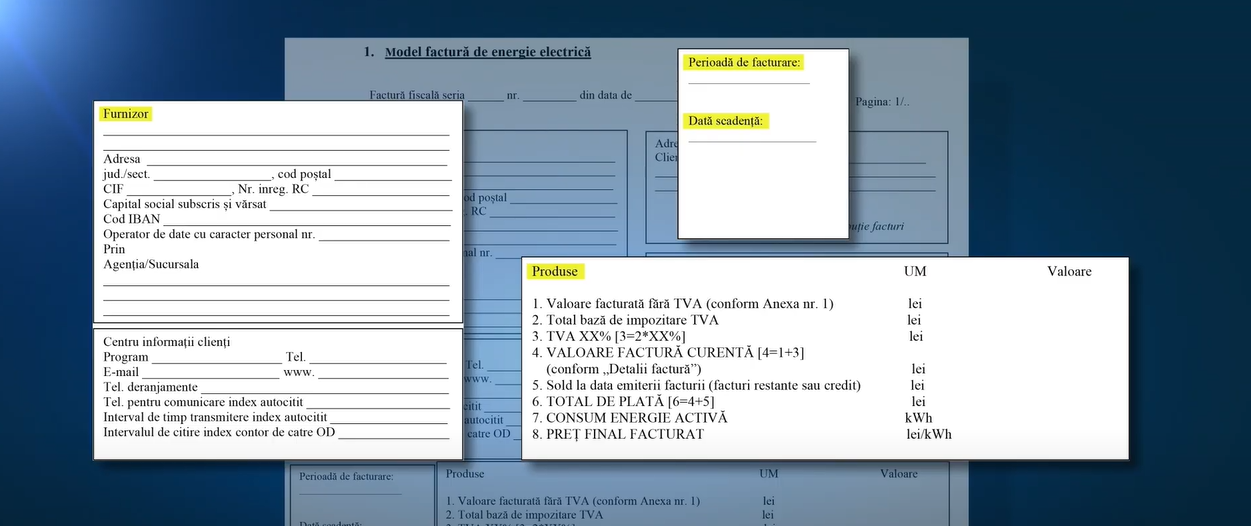 Model unic pentru factura la energie electrică. ANRE propune și ...