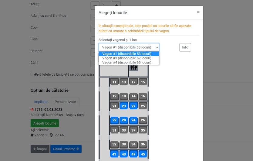 Cum poți să alegi vagonul și locul preferate la trenurile CFR. Opțiunea ...
