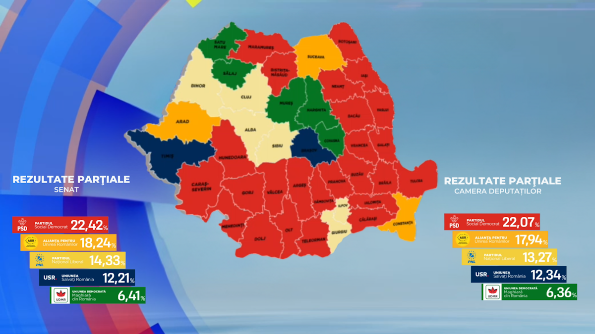 HARTA rezultatelor la alegerile parlamentare 2024. Unde a câștigat AUR ...