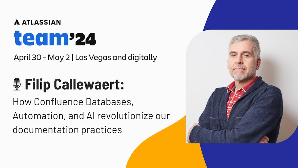 Filip as a speaker at Atlassian Team '24: "Also with Confluence, we are ...