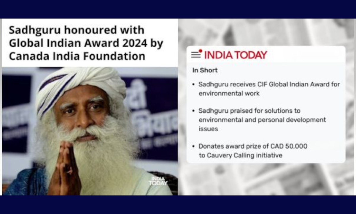 Sadhguru Honored with the “Global Indian of the Year 2024” by Canada ...