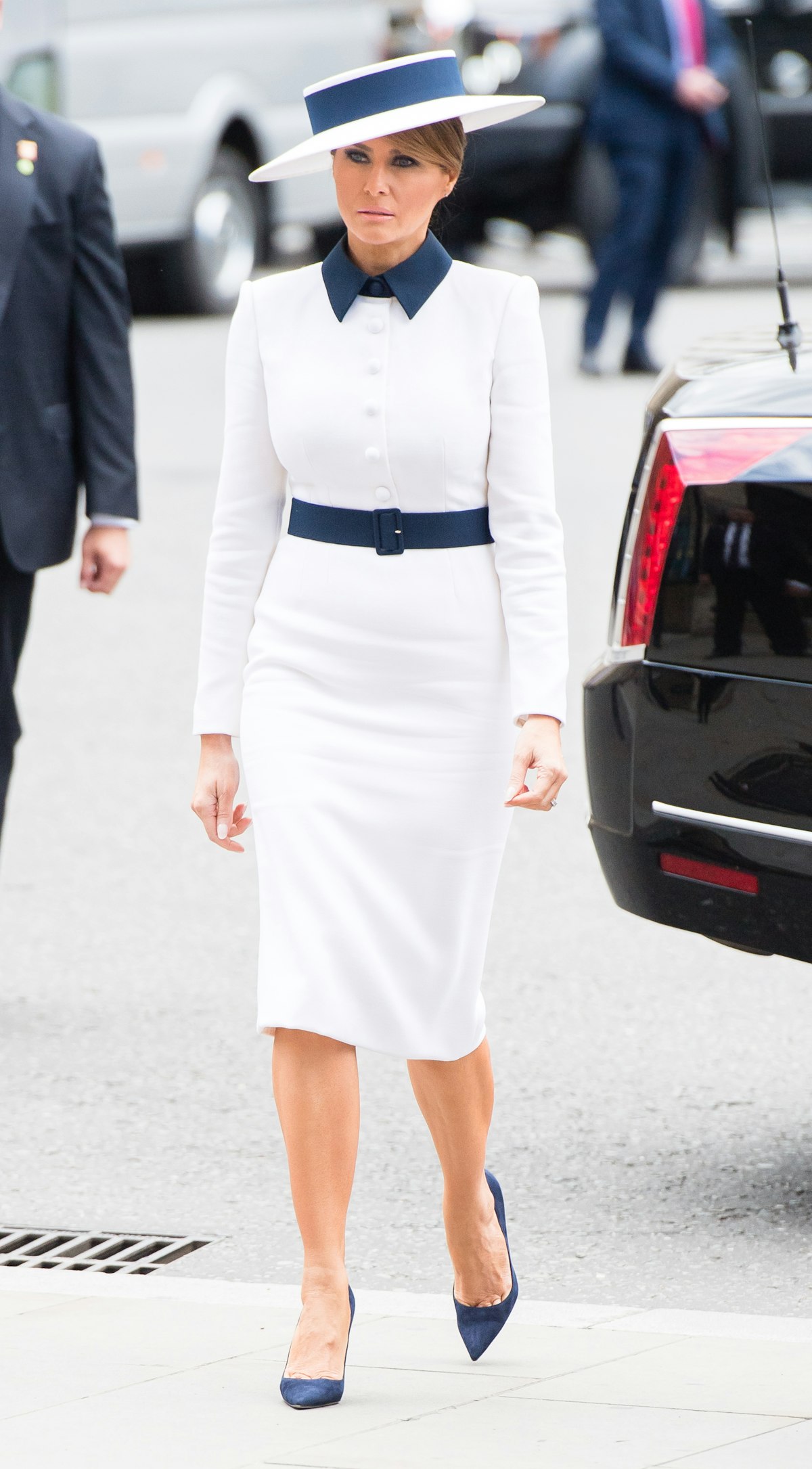 Todos os looks que Melania Trump usou em encontro com a realeza britânica