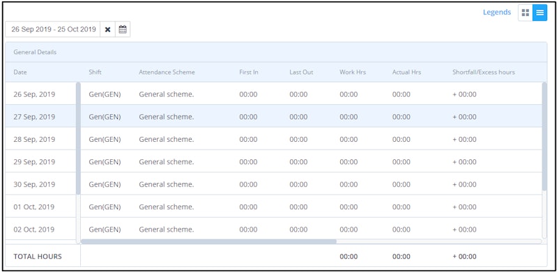 View attendance info of team members