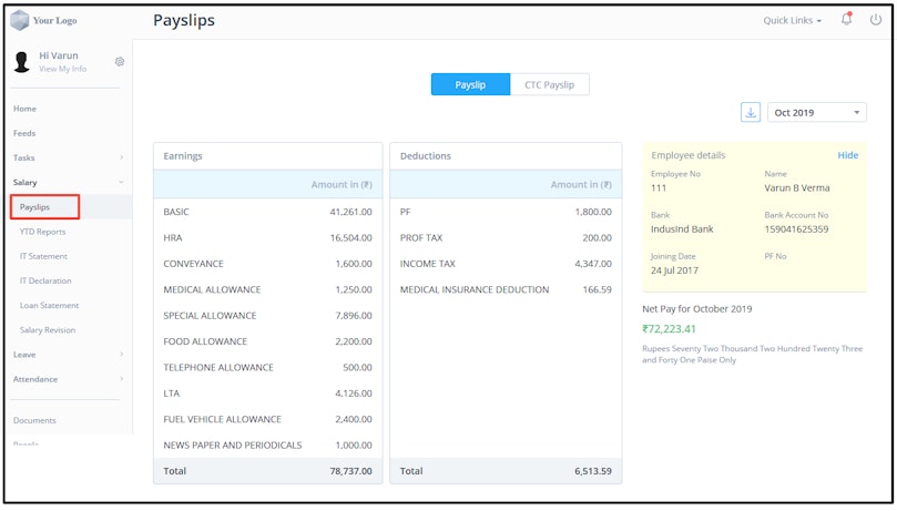 View and download payslips