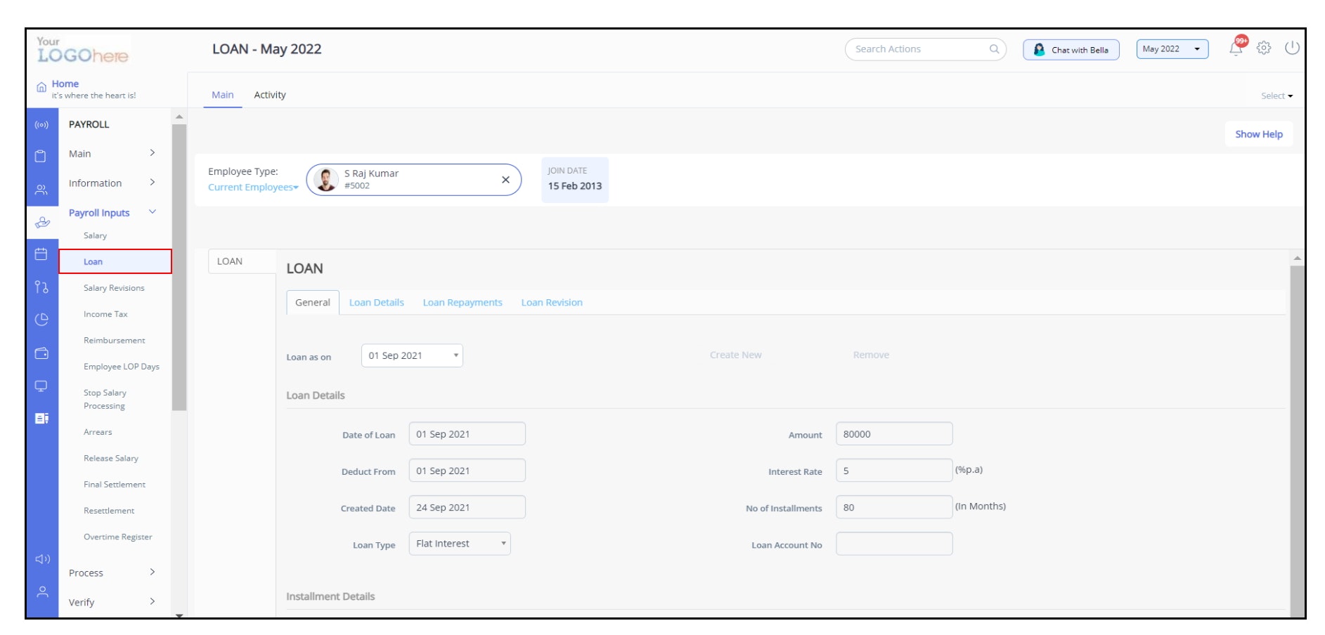 Create, view and edit loan
