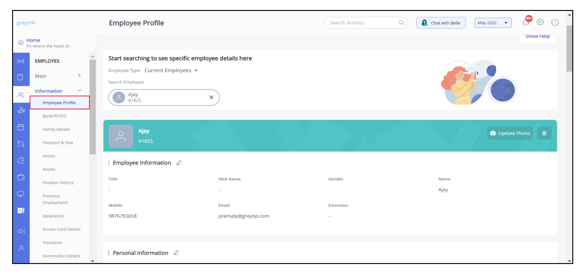 Add, edit or update employee details