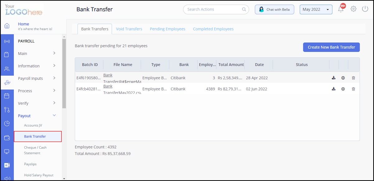 Manage employees' direct salary transfer
