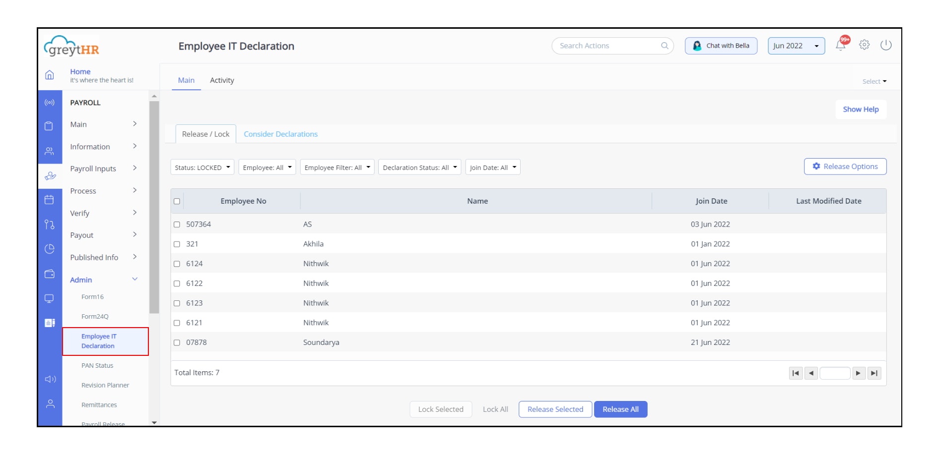 Release, lock, and consider employees’ IT declarations