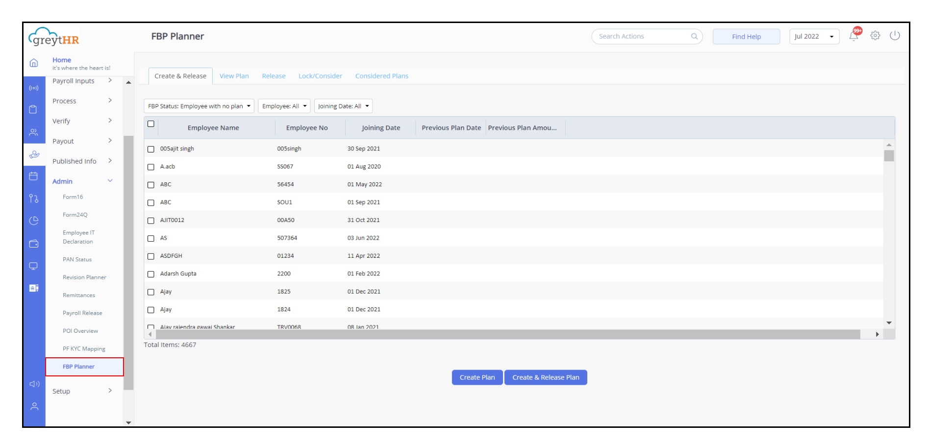Create and release FBP plan