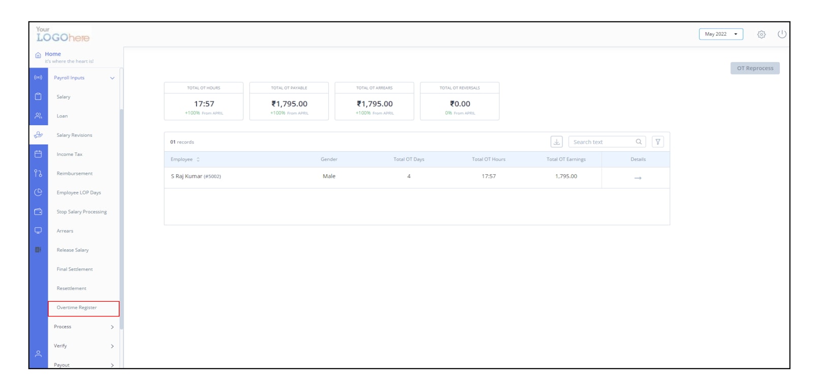 View and download overtime register