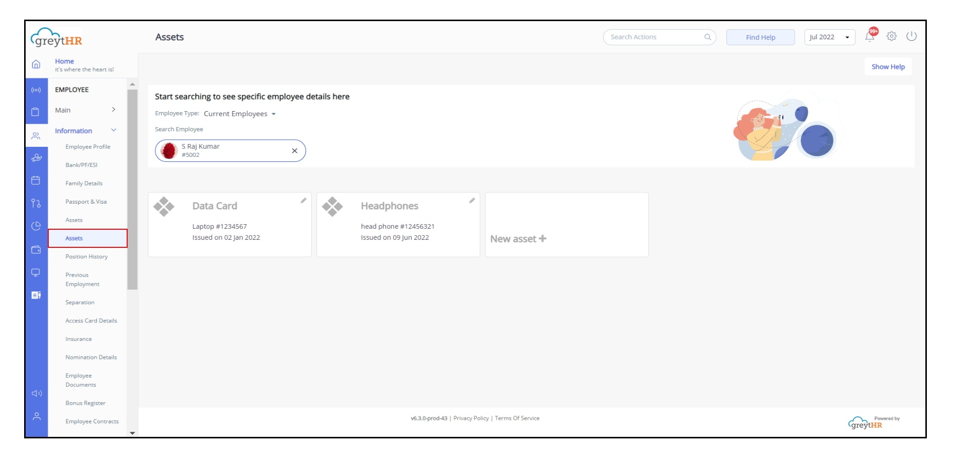 Manage employees’ asset