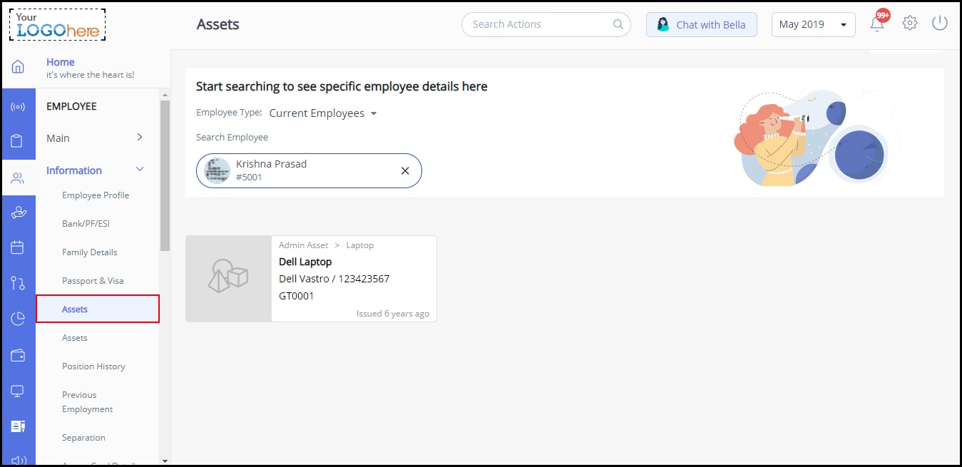 View employee's asset details