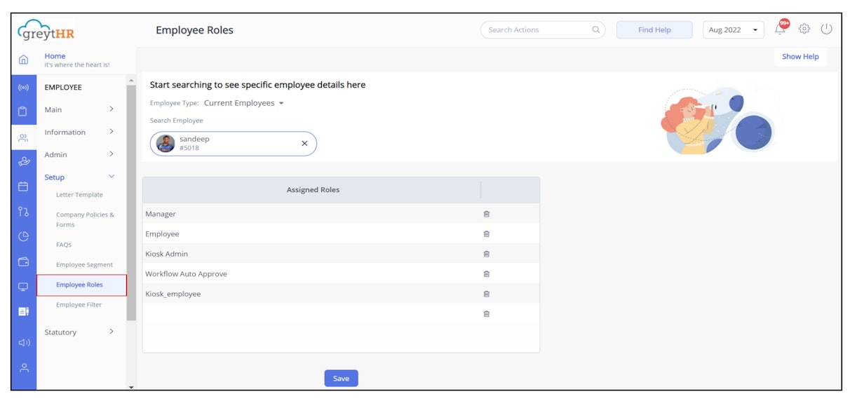 Assign roles to employees