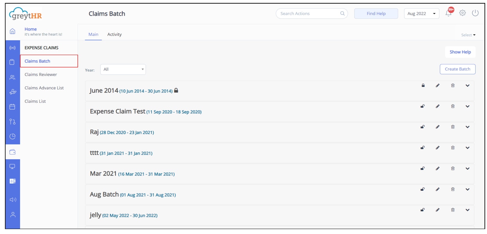 Create a claims batch