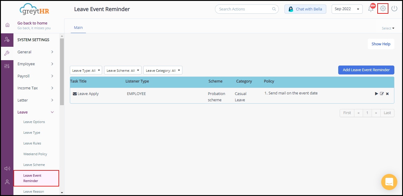 Add/Edit leave event reminder