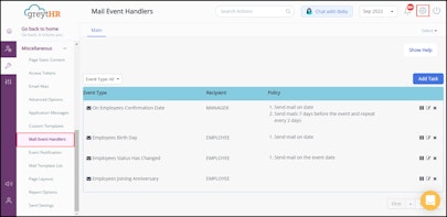 Configure mail event handlers