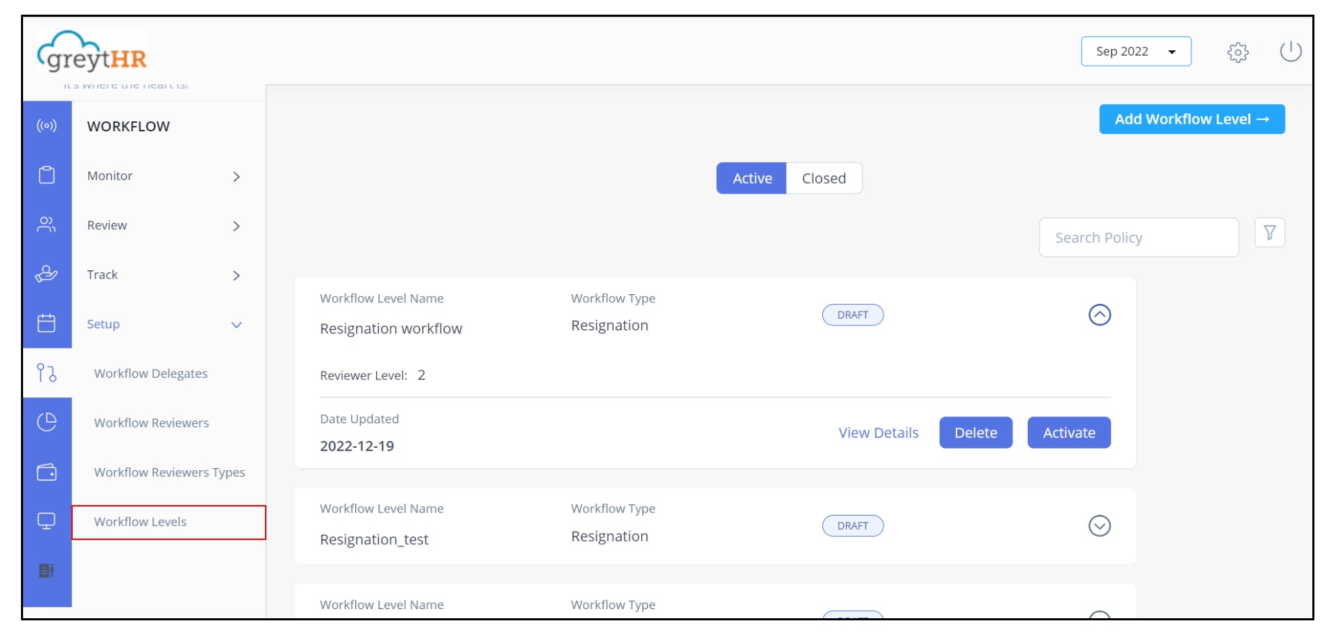 Configure resignation workflow