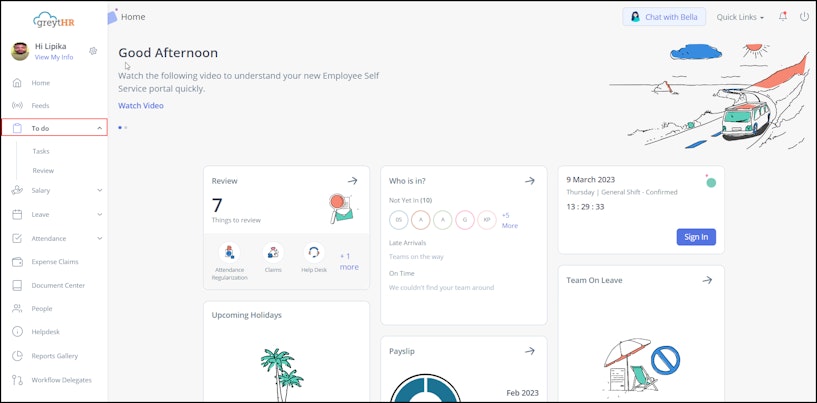 View and create tasks