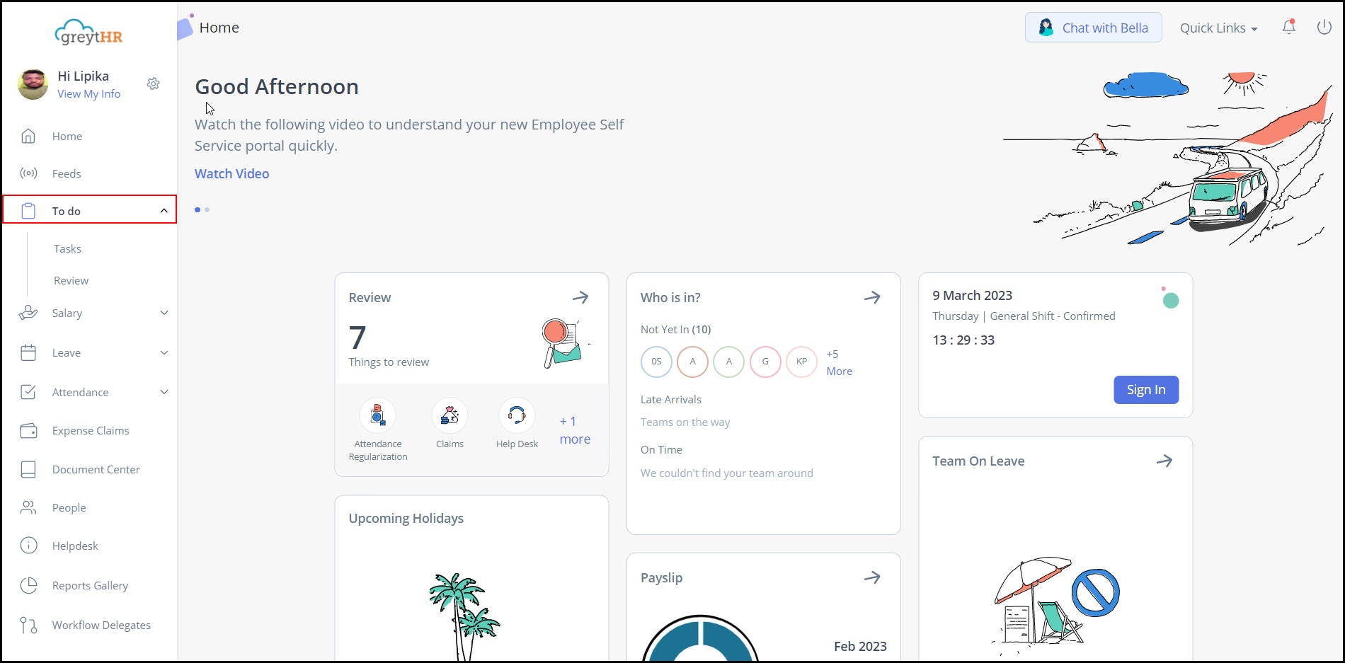 View and create tasks