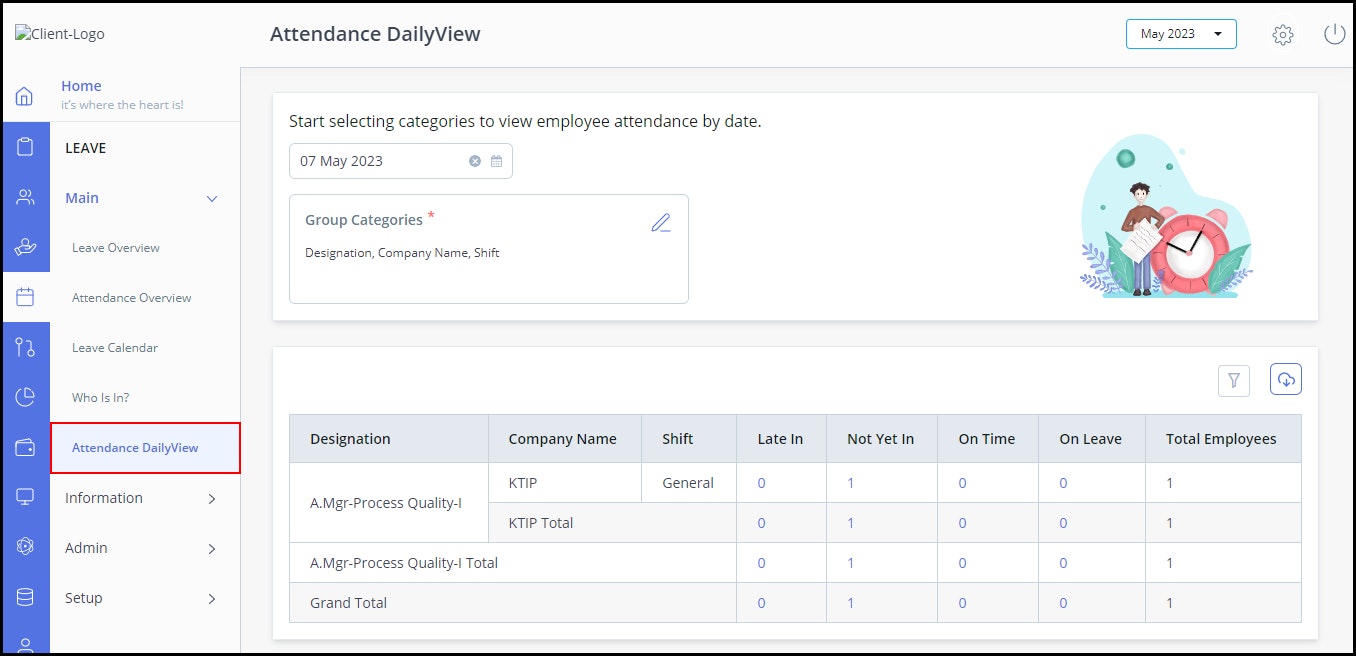 View employees' attendance summary