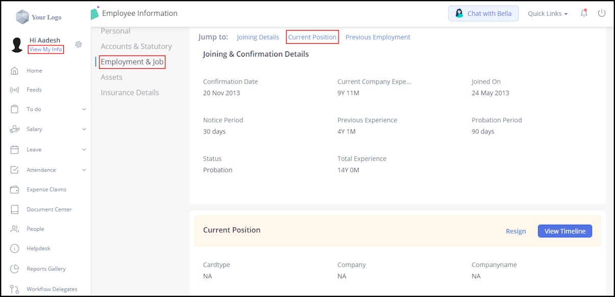 Apply, view and withdraw resignation application