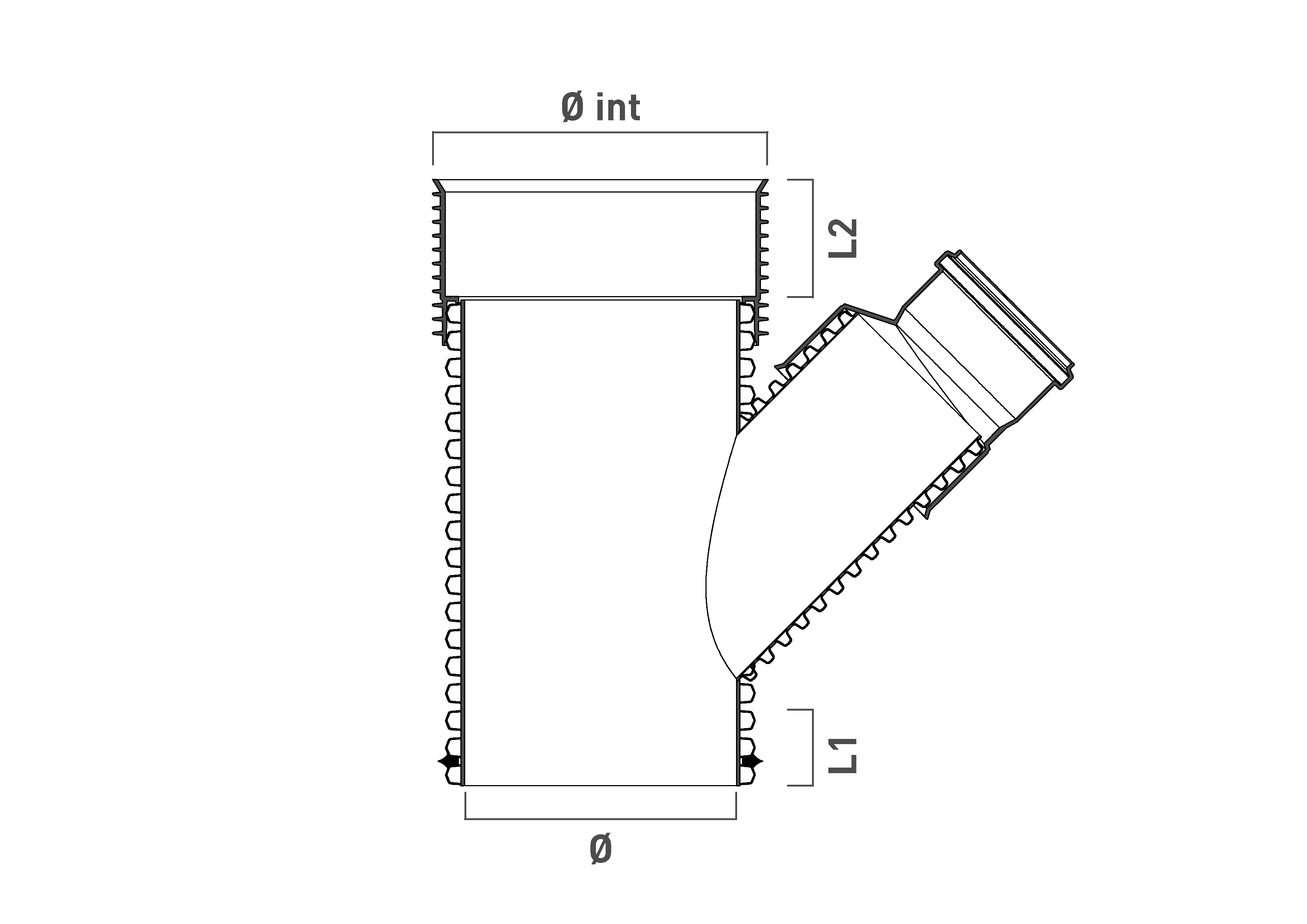 Duralight 45° Reduction Branches SN8 (EN 13476-3) C/L with Ring Seal ...