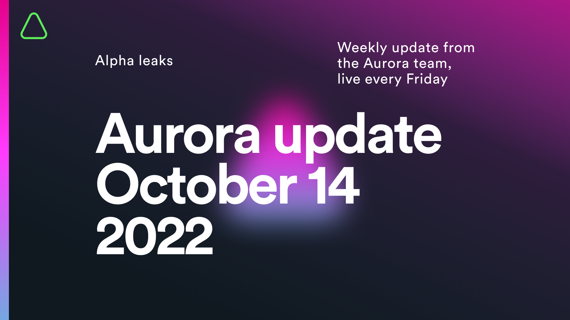 Weekly Update 2022-10-14 - Aurora Blog