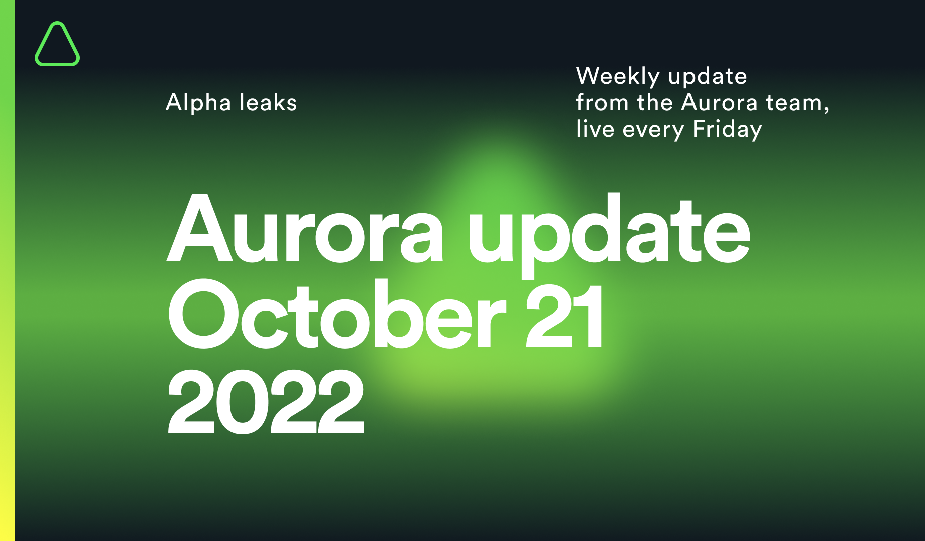 Weekly Update 2022-10-21 - Aurora Blog