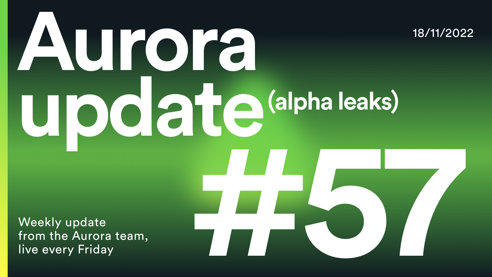 Weekly Update 2022-11-18 - Aurora Blog