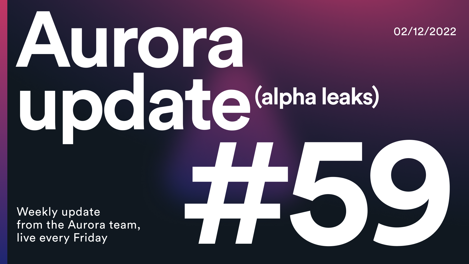Weekly Update 2022-12-02 - Aurora Blog