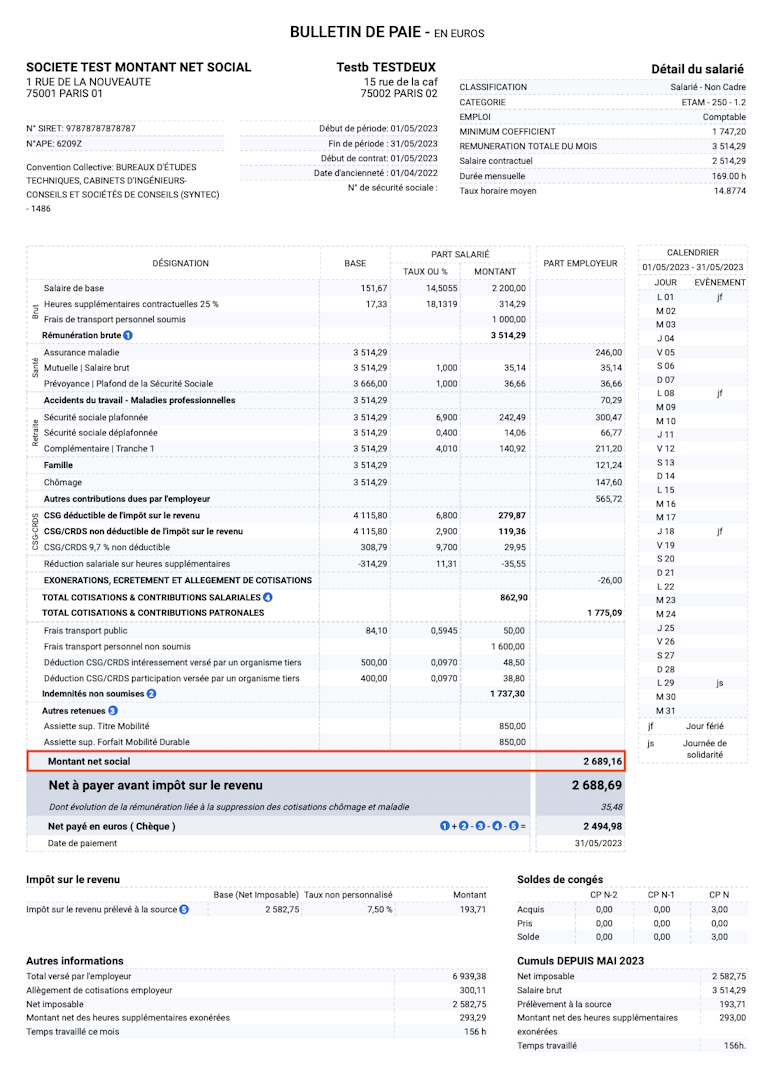 Montant net social : ce qui change sur le bulletin de paie