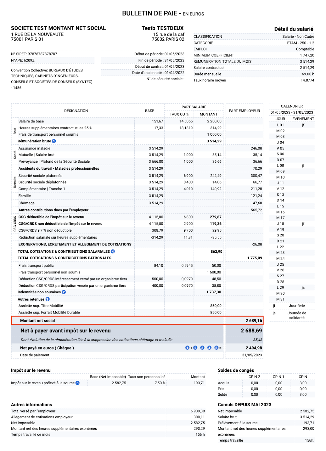 Montant net social : ce qui change sur le bulletin de paie