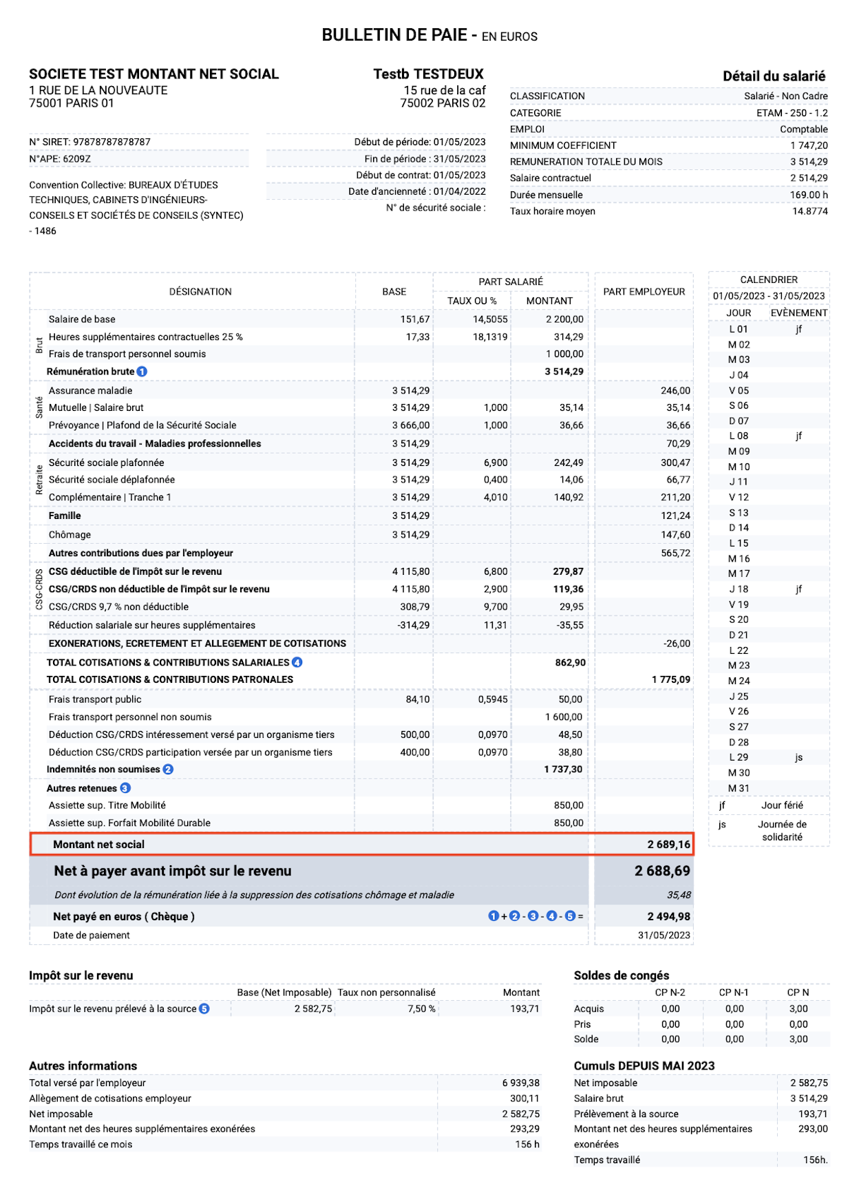 Montant net social : ce qui change sur le bulletin de paie