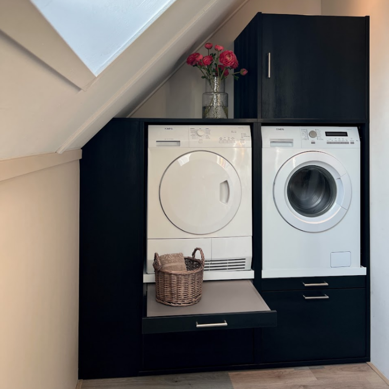 Wasmachine kast zwart