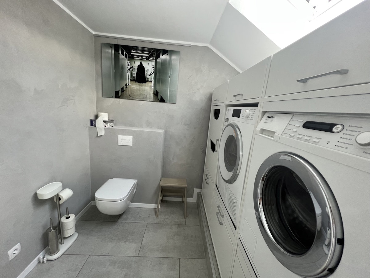Where should a washing machine be placed in a bathroom? | Washtower