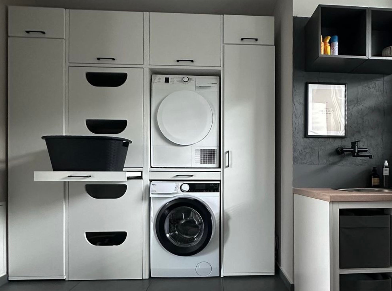 Cabinet for stacking washing machine and dryer in white | 67x185 cm ...