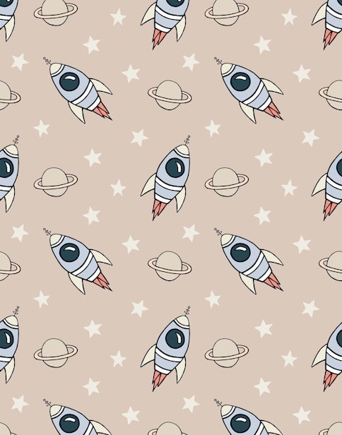 Children's Space Rocket Wallpaper | Bobbi Beck | Bobbi Beck