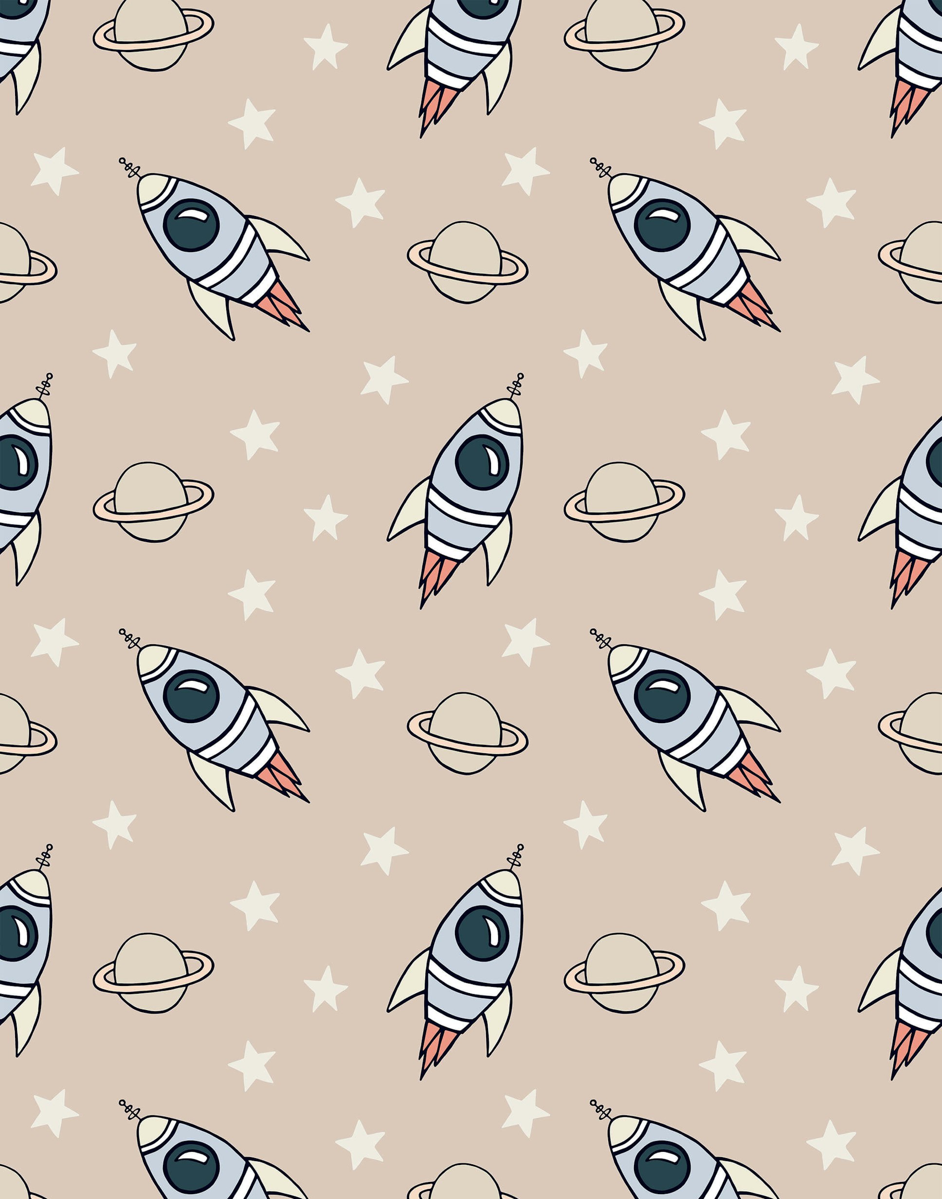 Children's Space Rocket Wallpaper | Bobbi Beck | Bobbi Beck