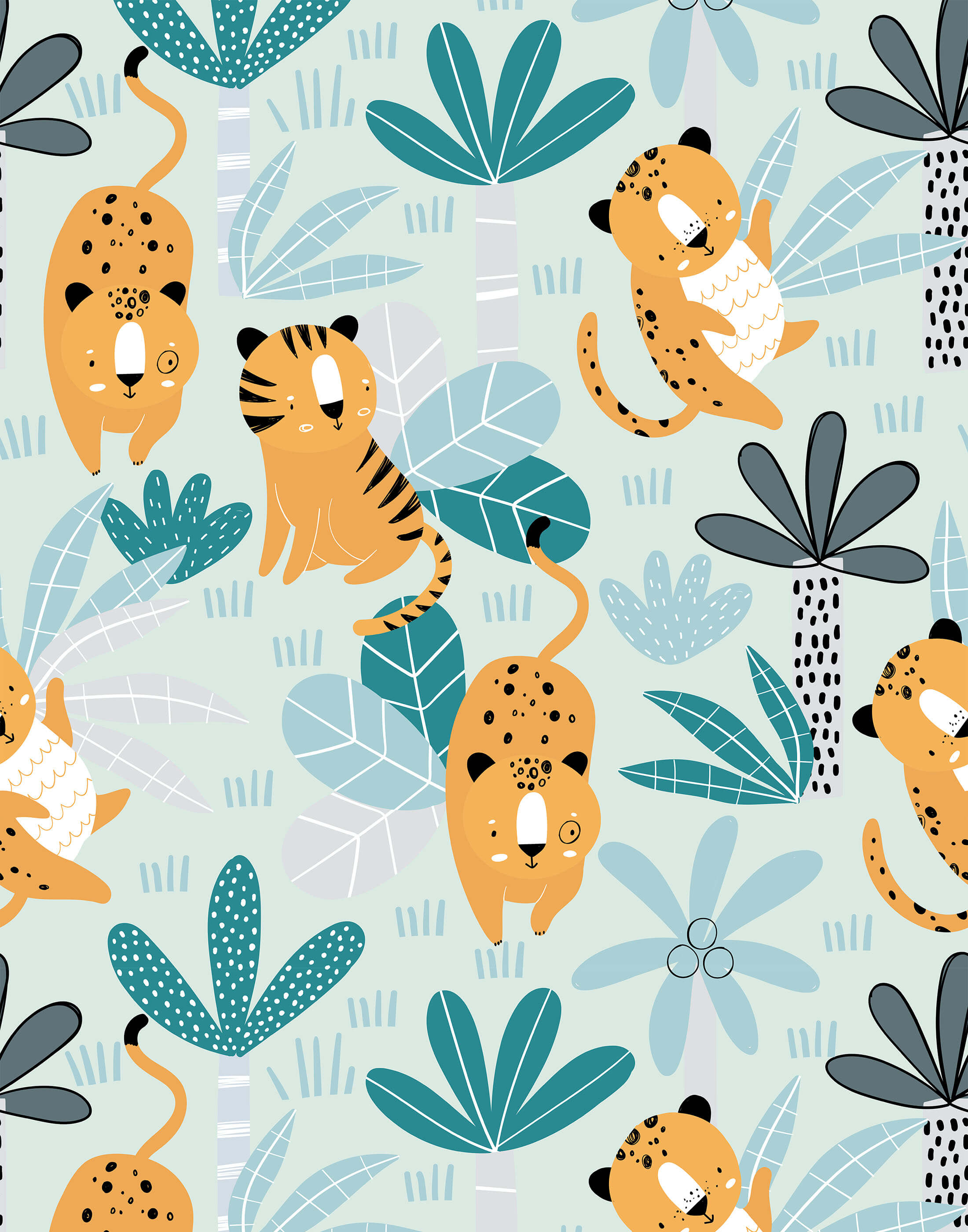 Children's Tiger & Leopard Wallpaper | Bobbi Beck | Bobbi Beck